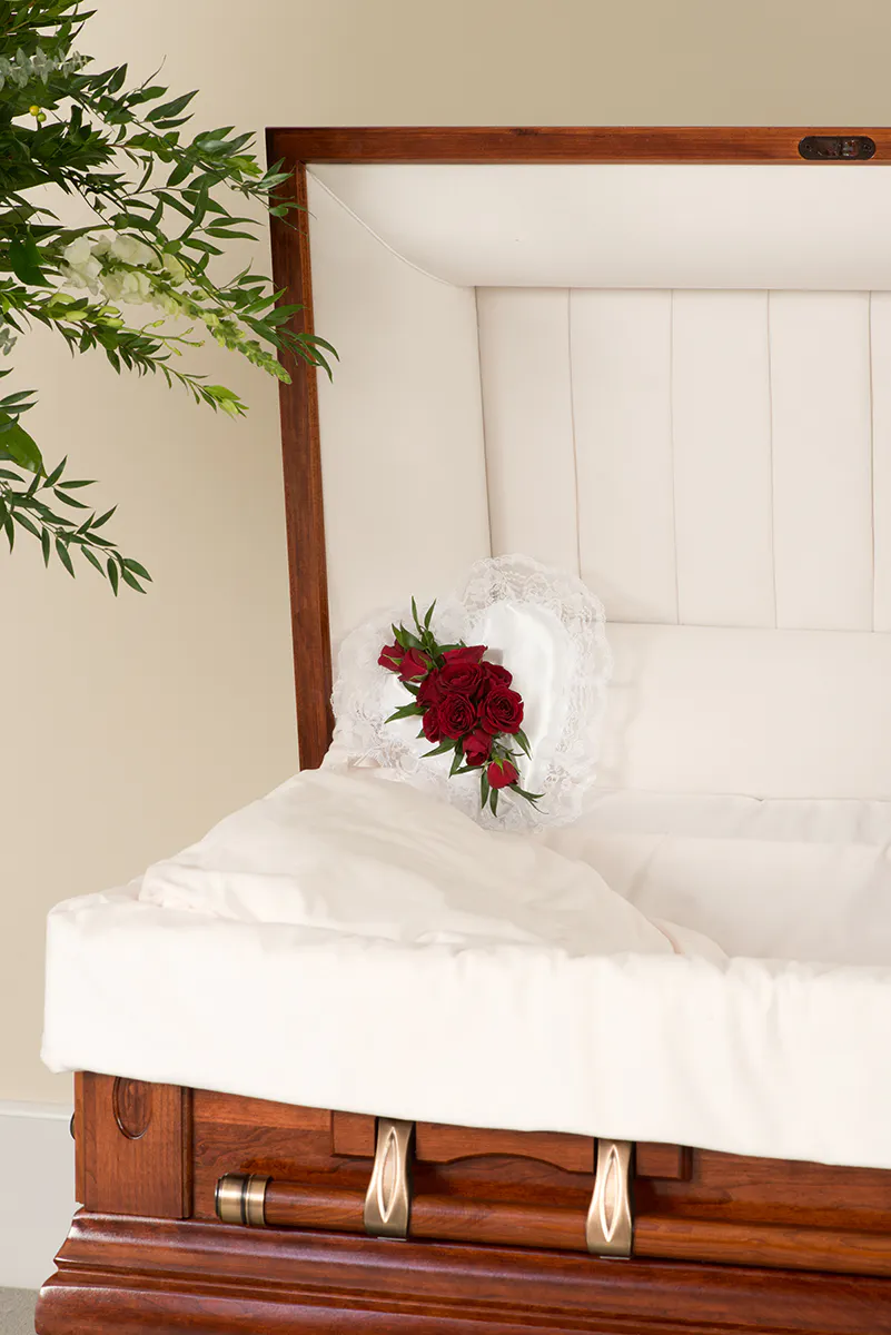 Red and White Tradition casket pillow delivered in Baton Rouge, LA ...
